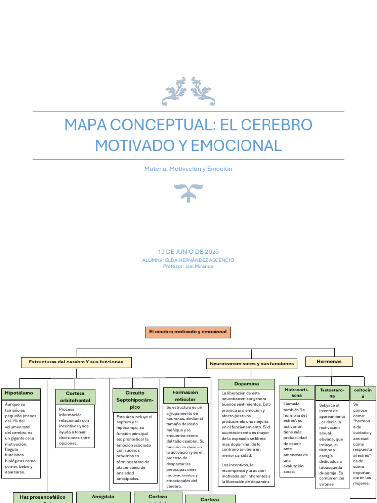 Mapa Conceptual Tarea 2 Motivacion y Emoción | PDF | Las emociones | Cerebro