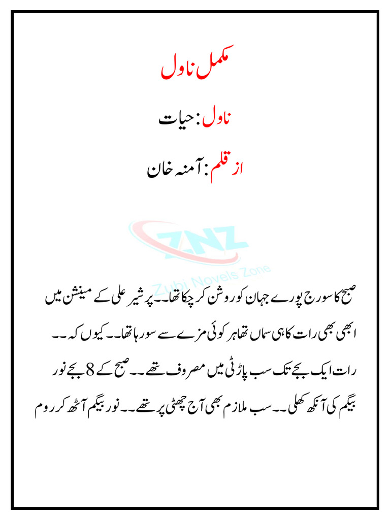 Hayat Novel by Amna Khan | PDF