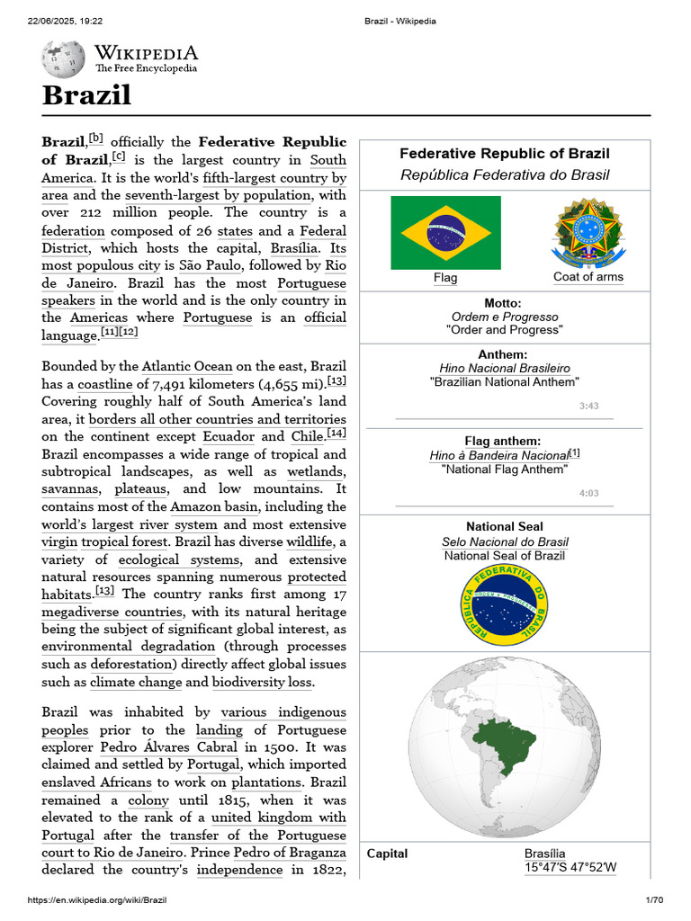 Brazil - Wikipedia | PDF | Brazil