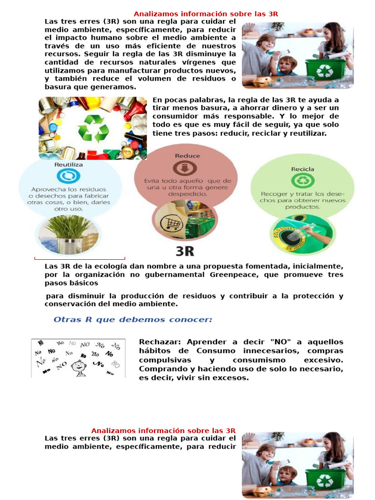 Analizamos Información Sobre Las 3R | PDF | Residuos | Reciclaje