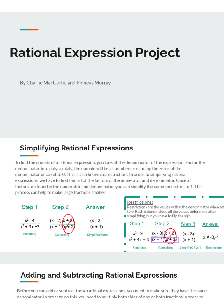 Rational Expression Project | PDF | Division (Mathematics ...
