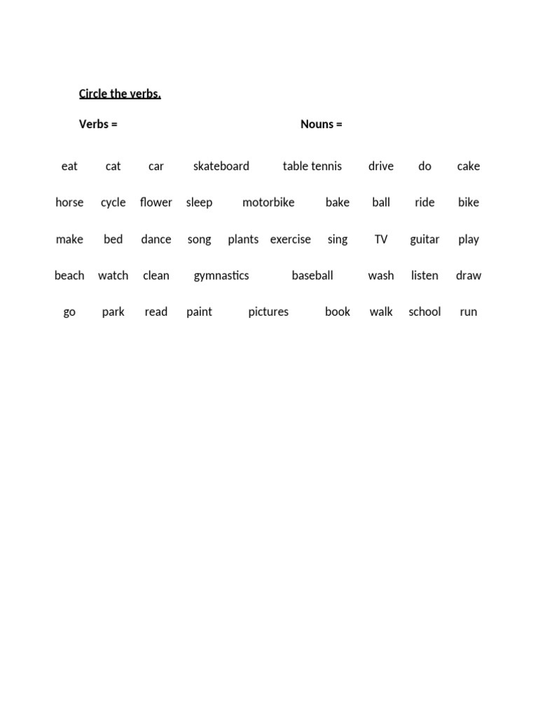 Circle The Verbs | PDF