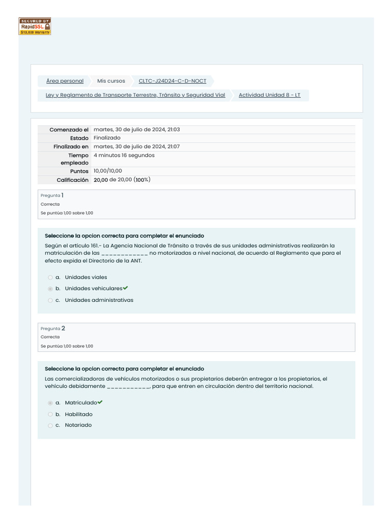 Test Unidad 8 | PDF | Transporte
