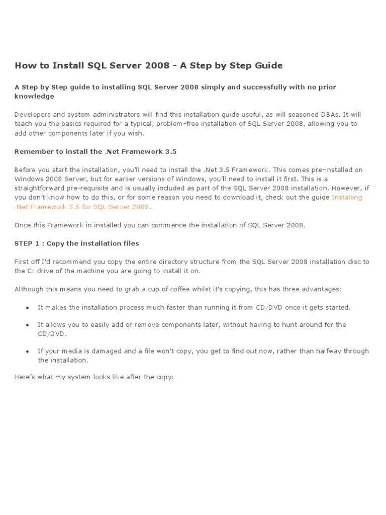 A Step By Step Guide To Installing Sql Server 2008 And Validating A