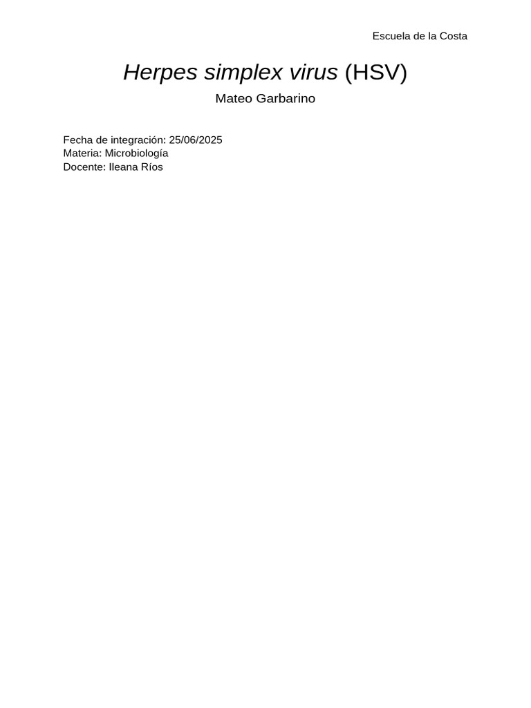 Herpes Simplex Virus (HSV) | PDF | Virus | Enfermedades y trastornos ...