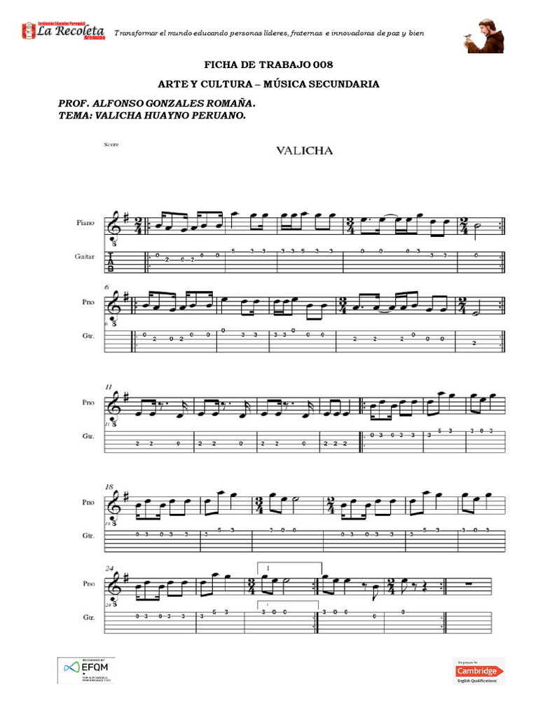 Ficha 008 Valicha Huayno Peruano. | PDF
