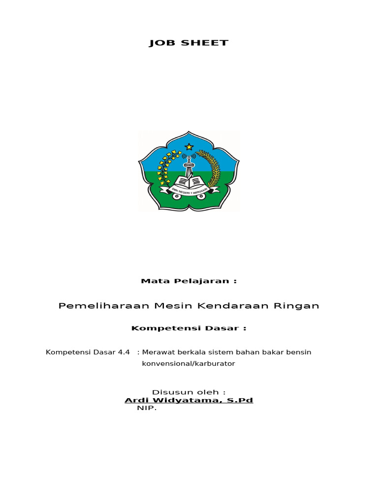 Jobsheet TKRO Mesin (SBB Bensin) | PDF
