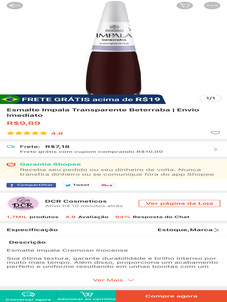 Esmalte Impala Transparente Beterraba 9,89 | PDF