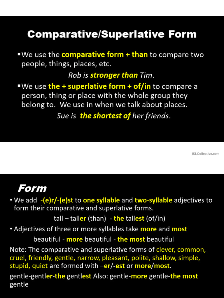 Comparative and Superlative Forms Guide | PDF