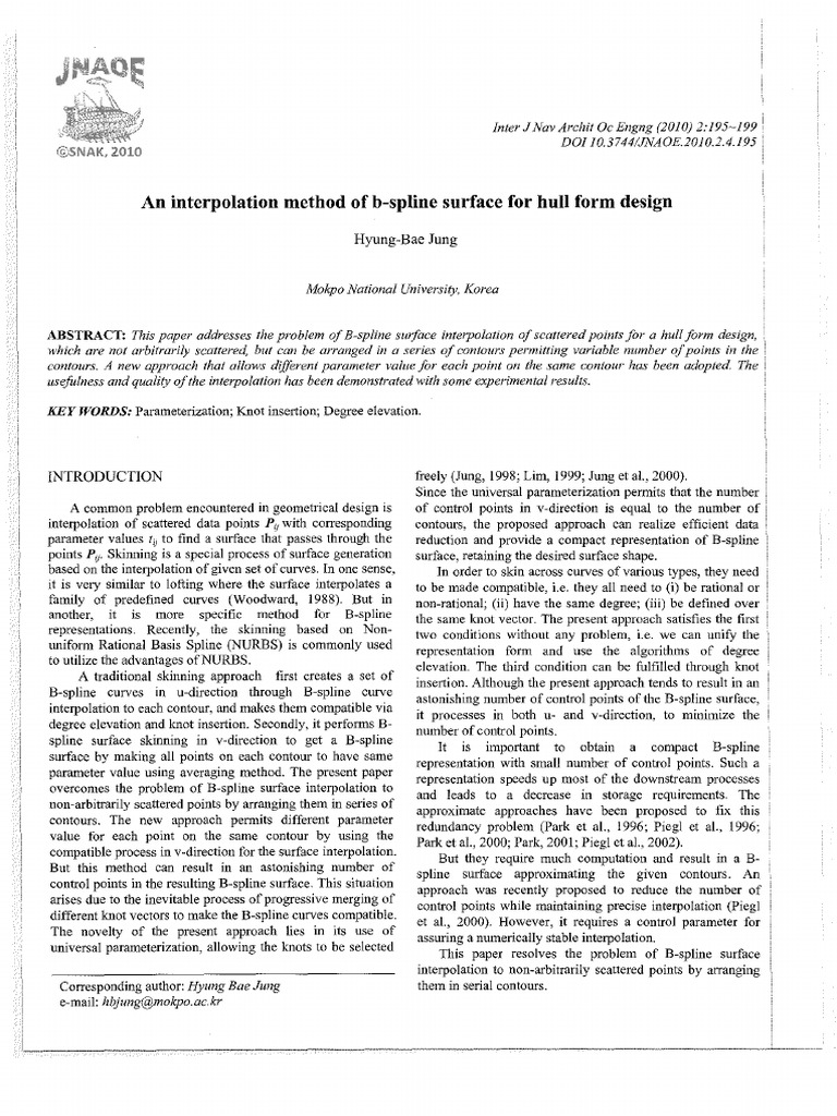 An Interpolation of Bspline Surface For Hull Form Design | PDF | Spline (Mathematics) | Applied ...