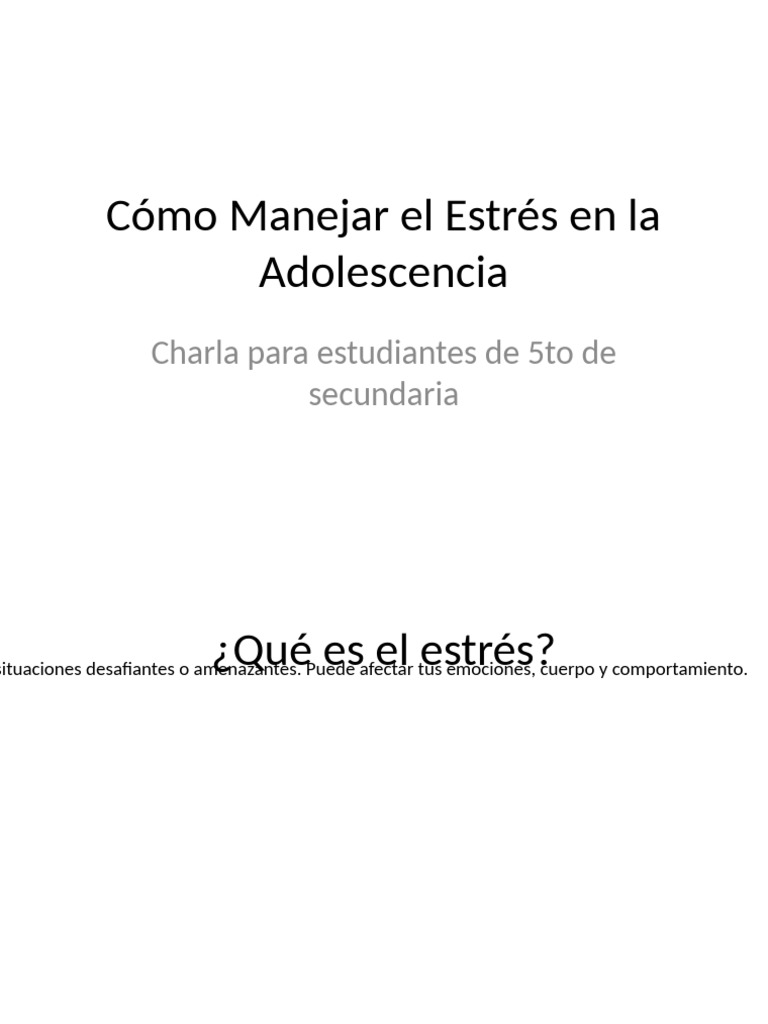 Charla Estres Adolescentes Con Imagenes | PDF
