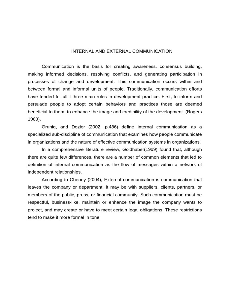 Internal and External Communication | PDF | Communication | Psychology