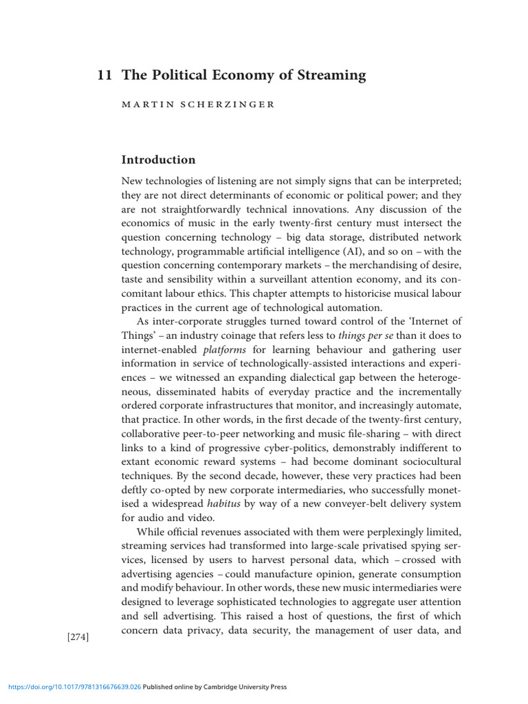 Political Economy of Streaming | PDF | Spotify | Streaming Media