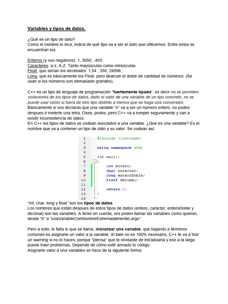 Unidad 1 - Variables y Tipos de Datos | PDF | C ++ | Tipo de datos