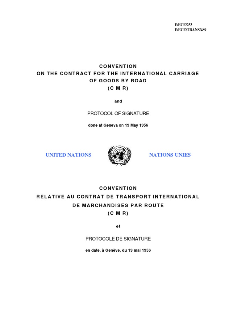CMR Convention | PDF | Ratification | Consignee