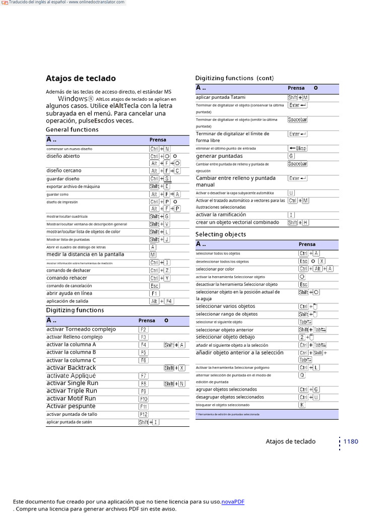 Atajos de Teclado para Diseño de Bordado | PDF | Ventana (informática ...