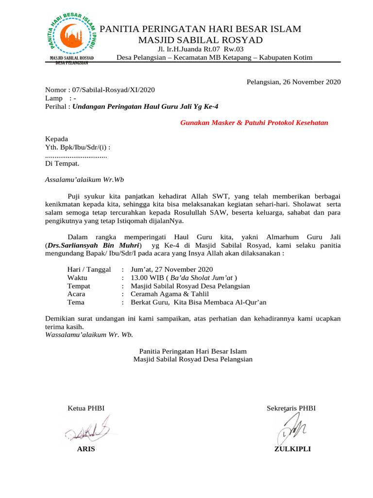 Undangan Acara Haul | PDF