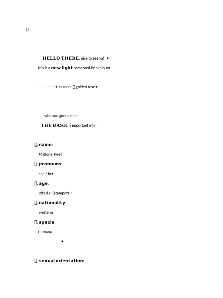 Ficha Mallorie | PDF | Una canción de hielo y fuego | Nobleza ficticia