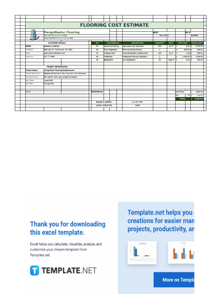 Flooring Estimate Template | PDF