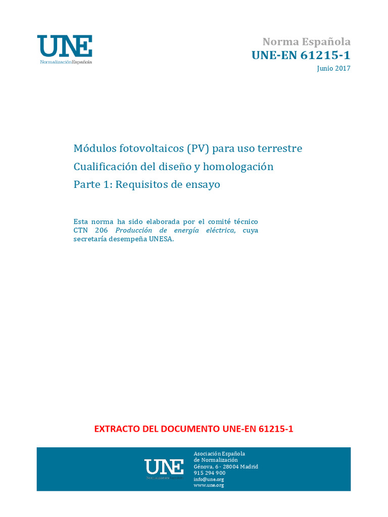 Norma UNE-EN 61215-1: Módulos Fotovoltaicos | PDF | Sistema ...