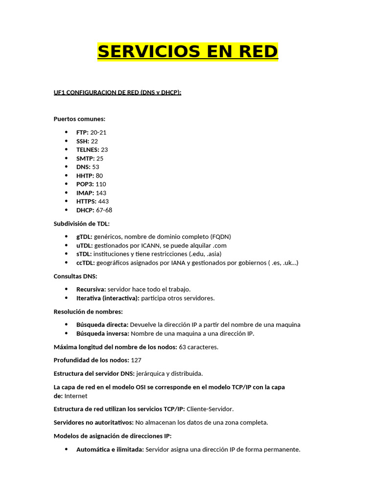 Configuración y Servicios de Red | PDF | sistema de nombres de dominio ...