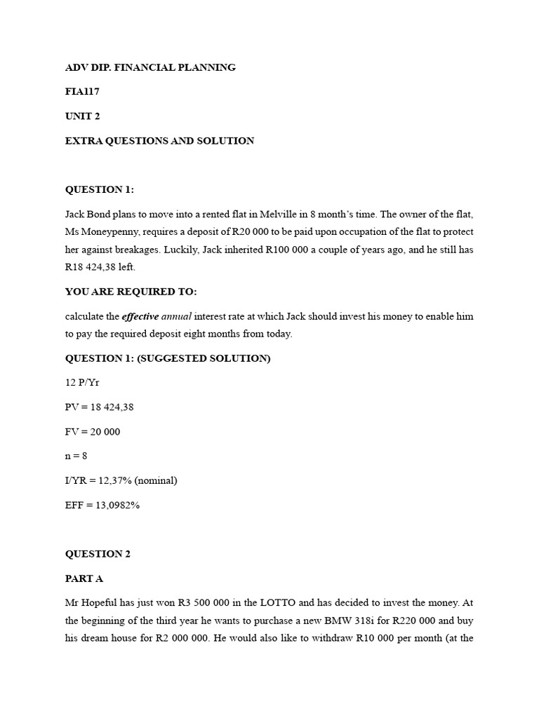Unit 2 Time Value of Money Practice Questions | PDF | Interest | Investing