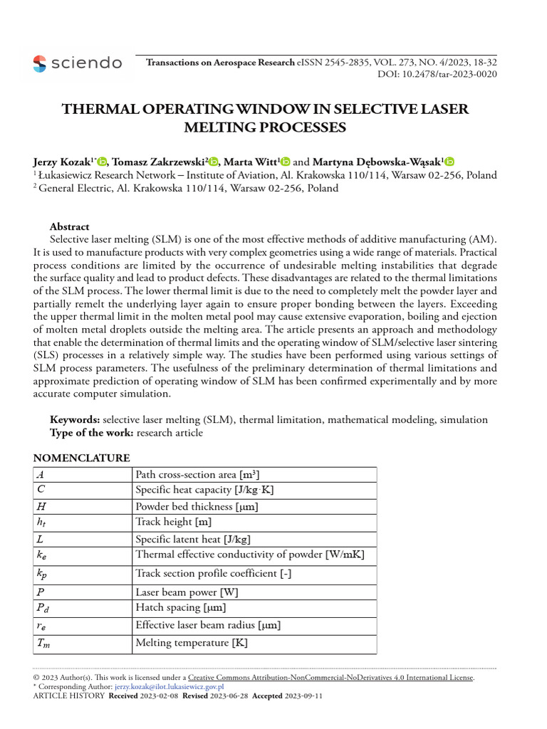 Thermal Limits in Selective Laser Melting | PDF | Melting | Heat Transfer