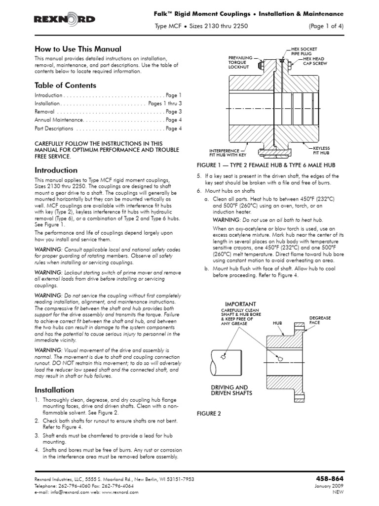458 864 Falk Type MCF, Sizes 2130 2250 Rigid Moment Couplings ...