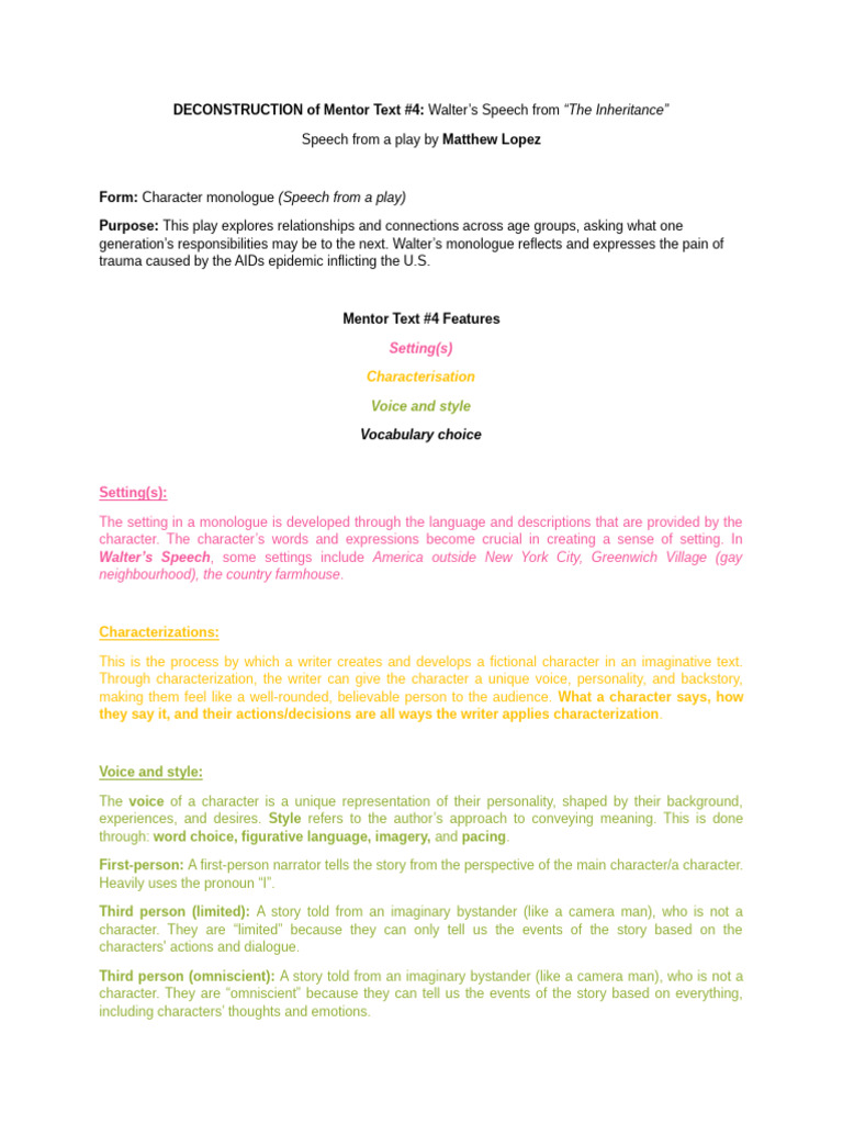 Walter's Monologue Analysis: Themes & Style | PDF