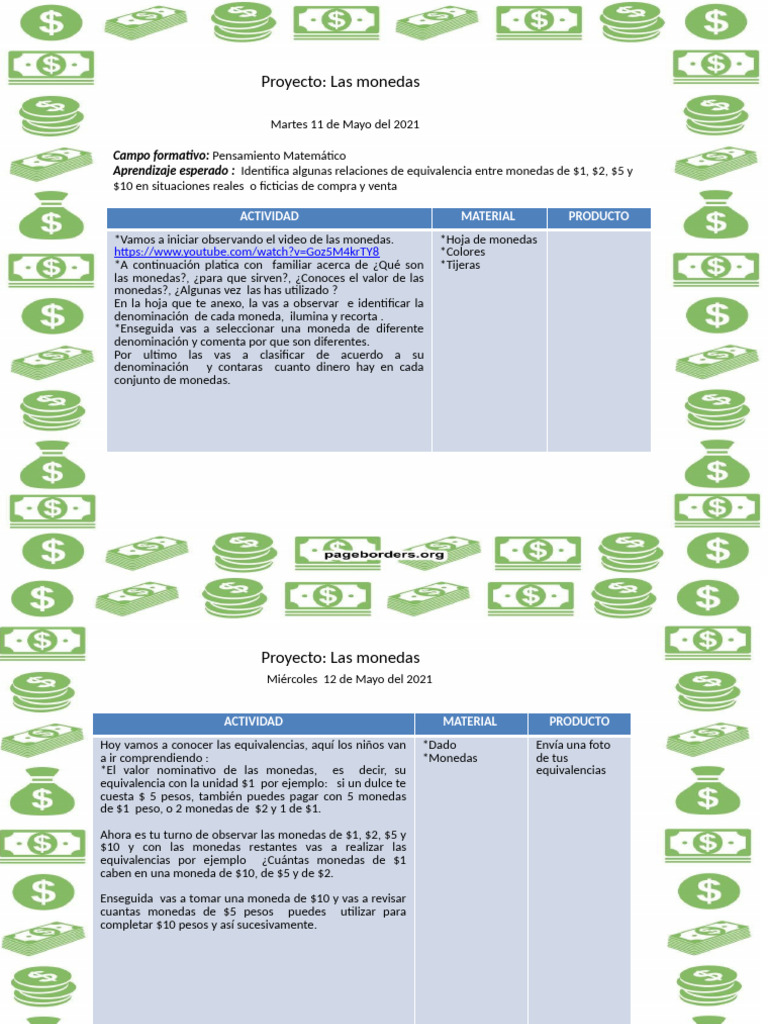 Proyecto Conociendo Las Monedas | PDF | Monedas