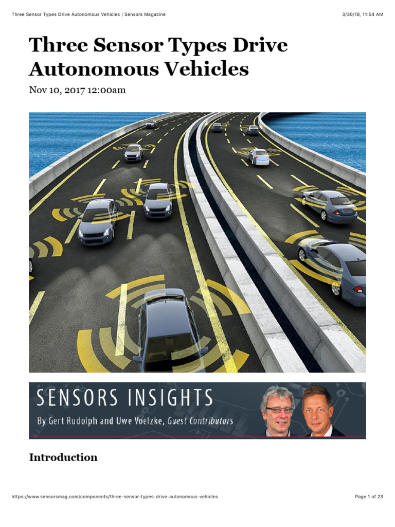 Key Sensors for Autonomous Vehicles | PDF | Lidar | Electrical Engineering