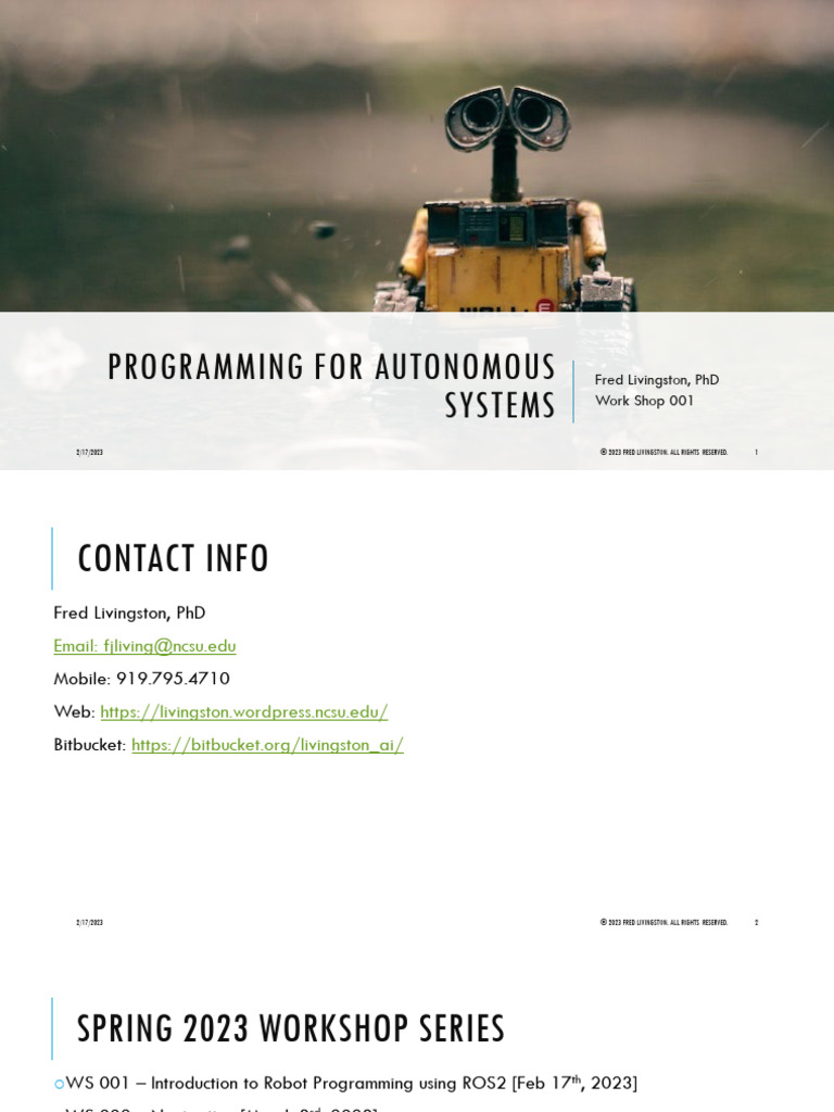 ROS2 Robot Programming WS 001 | PDF | Software Engineering | Systems Engineering