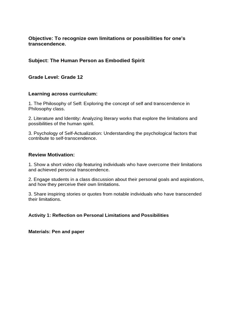 Transcending Personal Limitations | PDF | Transcendence (Philosophy ...
