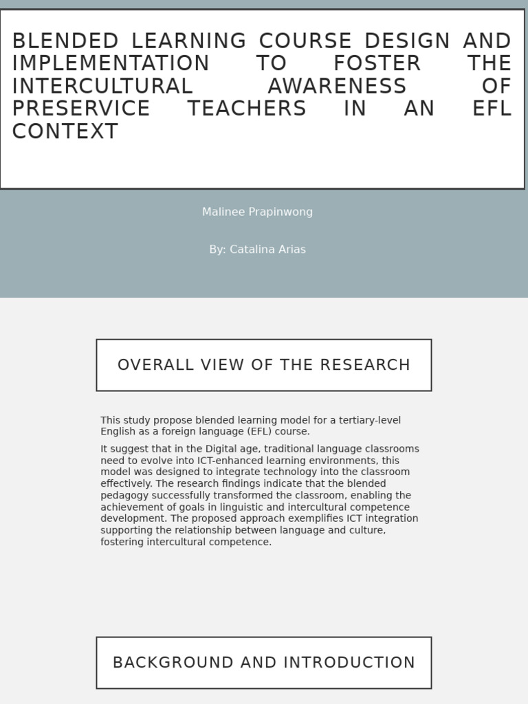 Blended Learning Course Design and Implementation To Foster | PDF ...