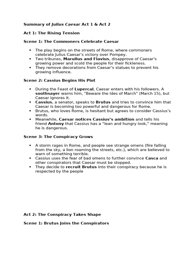 Key Conflicts in Julius Caesar Acts 1-2 | PDF | Julius Caesar | Ancient ...