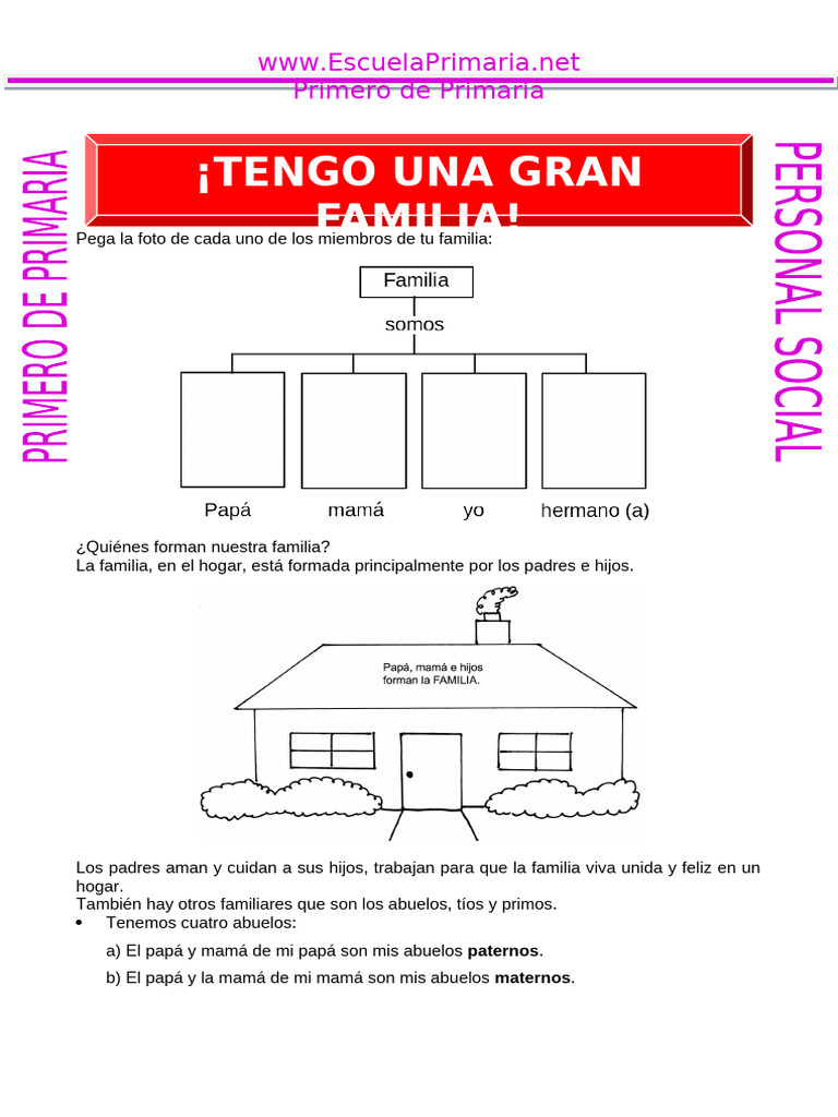 Mi Familia para Primero de Primaria | PDF