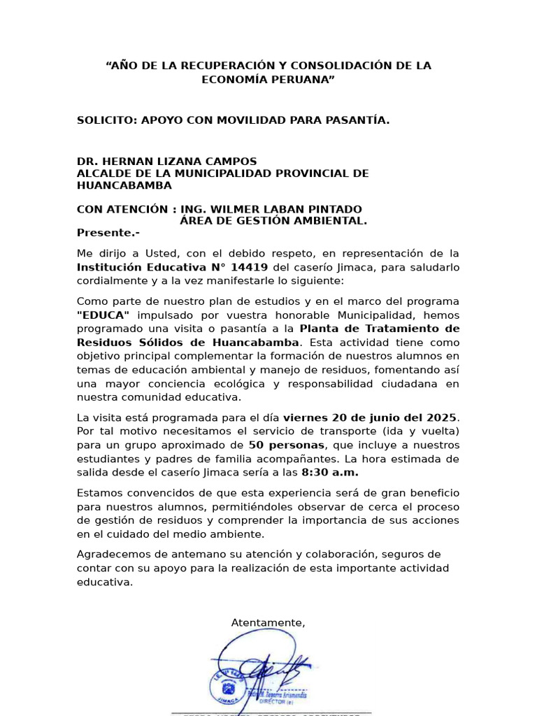 Solicito Apoyo Con Movilidad para Pasantía | PDF