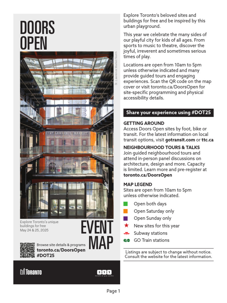 Doors Open Toronto 2025 Guide | PDF | Public Transport | Passenger Rail ...
