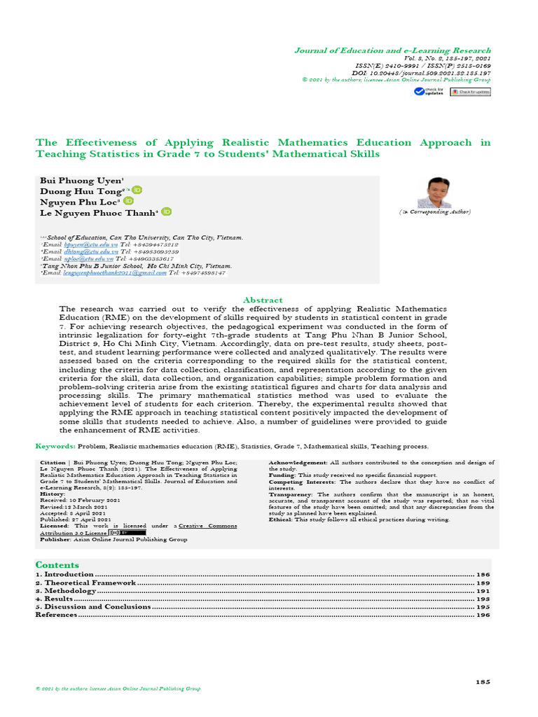 Effectiveness of Applying RME in Teaching Math | PDF | Mathematics ...