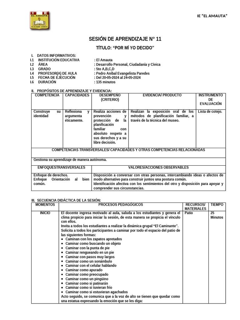 Sesión de Aprendizaje de DPCC Métodos Anticonceptivos (Recuperado Automáticamentehhhhh) | PDF ...