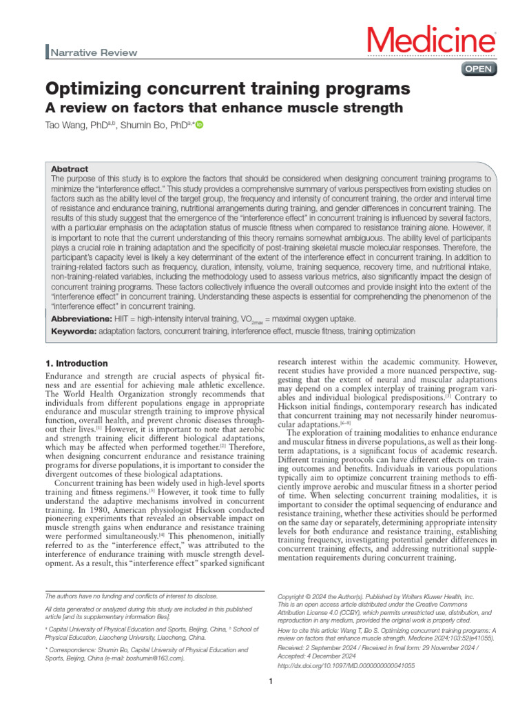 Enhancing Muscle Strength in Concurrent Training | PDF | Strength ...