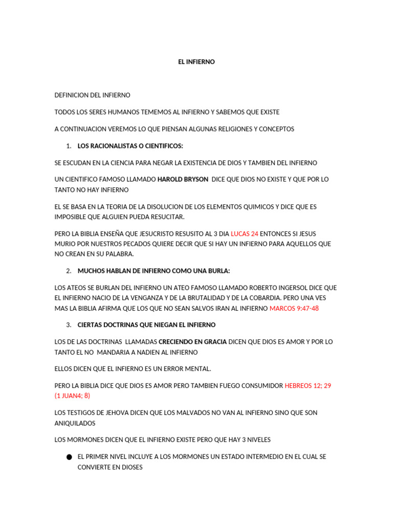 Conceptos y Creencias sobre el Infierno | PDF | Infierno | infierno