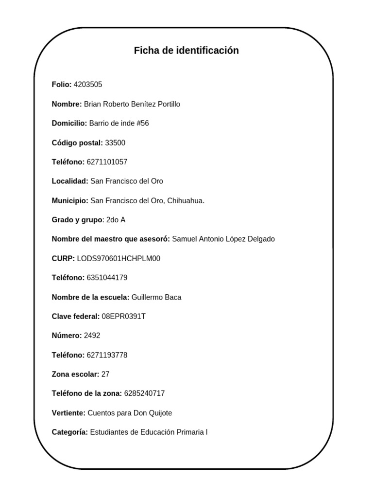 Ficha de Identificación | PDF