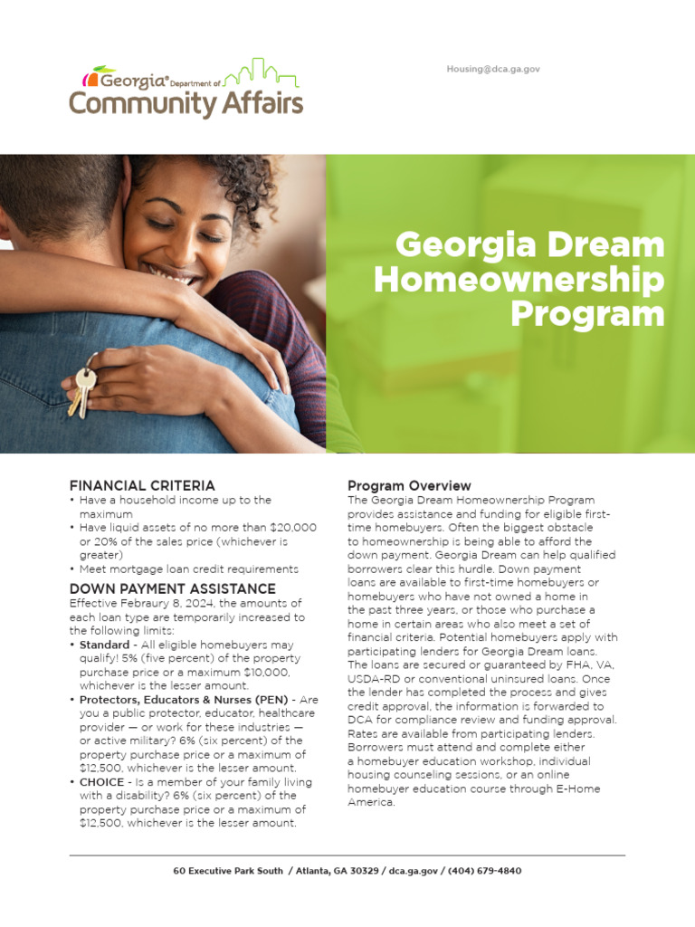 Georgia Dream Homeownership Program | PDF | Loans | Down Payment