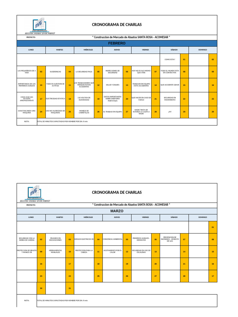 Programa de Charlas Diarias - Chancay | PDF