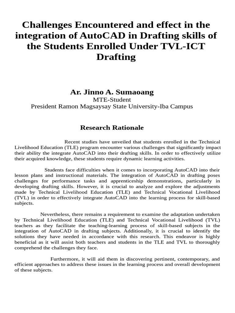 Challenges Encountered and Effect in The Integration of AutoCAD in ...