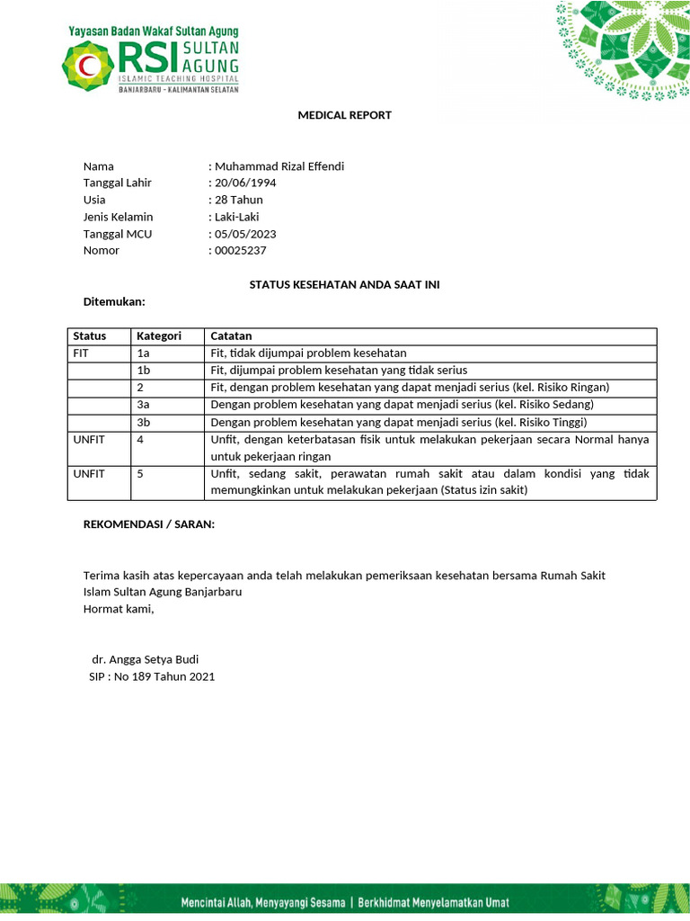 Form Surat MCU | PDF