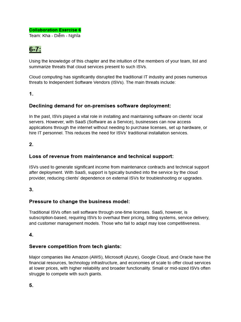 Collaboration Exercise 6 PDF | PDF | Software As A Service | Cloud Computing