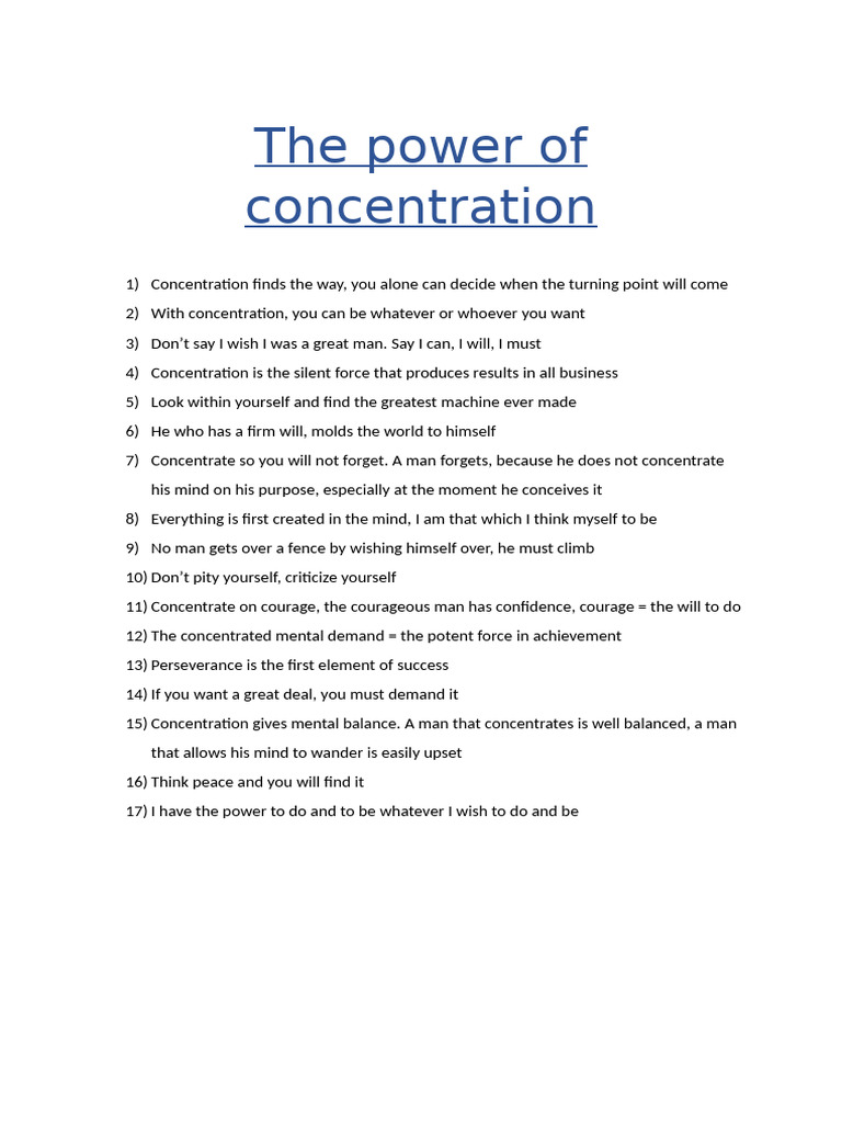 The Power of Concentration | PDF