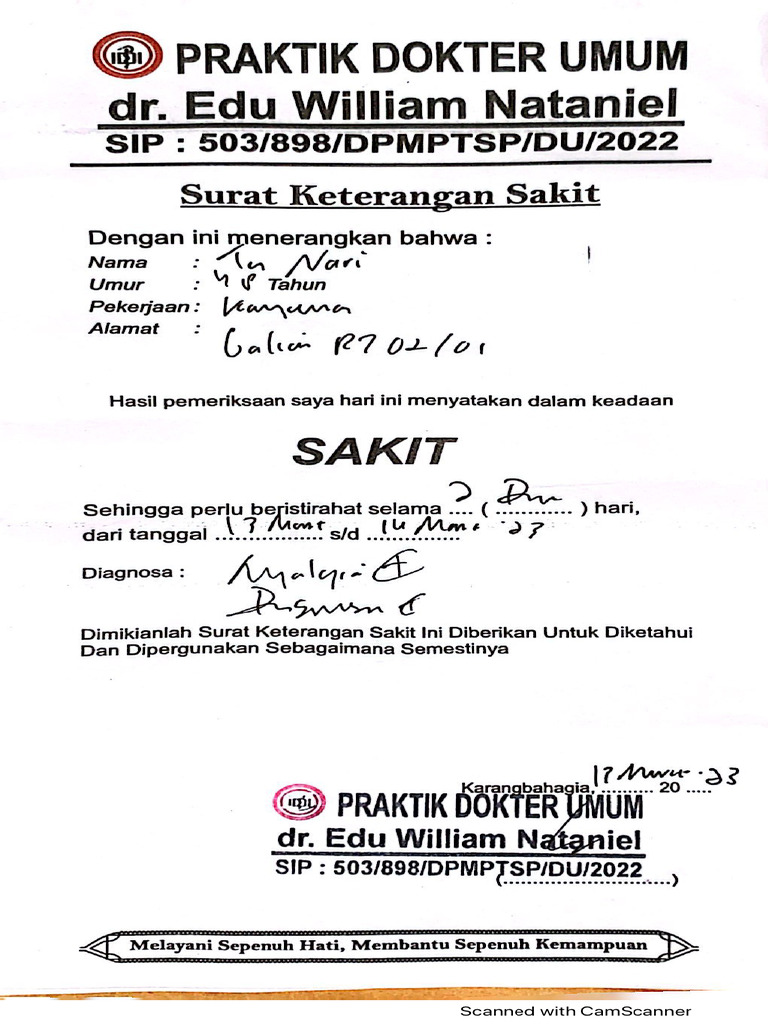 Surat Sakit Nari 1314 | PDF